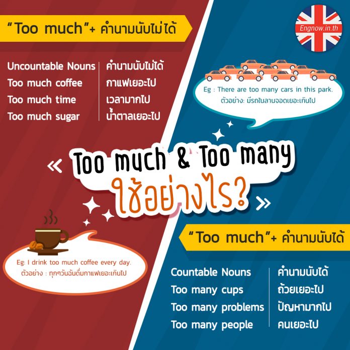 Too much & Too many – ใช้อย่างไร? | Engnow.in.th เรียนภาษาอังกฤษออนไลน์